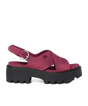Miu Miu Gabardine Platform Sandals - Burgundy