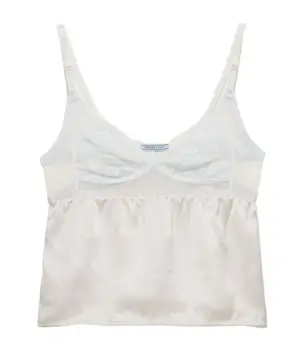 Prada Satin And Lace Bustier Top - Ice
