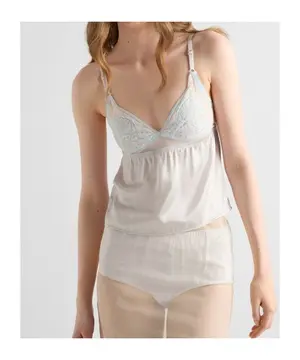 Prada Satin And Lace Bustier Top - Ice
