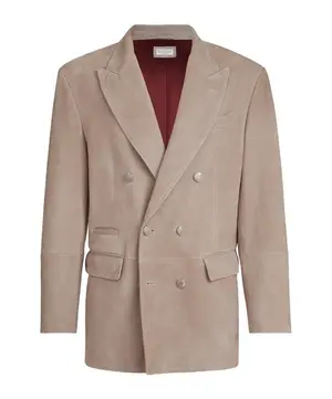Brunello Cucinelli Suede Metal-buttons Blazer - Nude