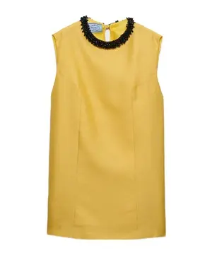 Prada Sleeveless Embroidered Gazar Dress - Topaz