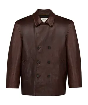 Saint Laurent Double-breasted Leather Jacket - Black