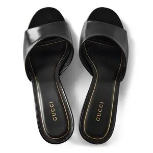 Gucci Bamboo Mule With Gold Tone Heel