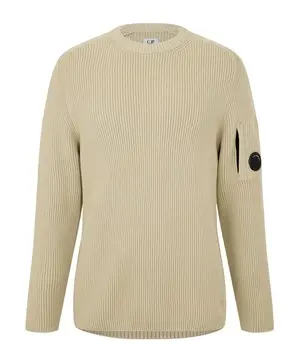 C.P. COMPANY Solid Ribbed Crew Neck Knit Sweater