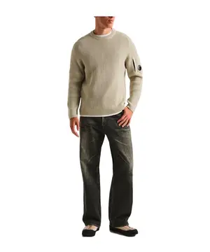 C.P. COMPANY Solid Ribbed Crew Neck Knit Sweater