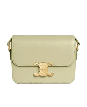 Celine Teen Triomphe Bag In Shiny Calfskin - Green