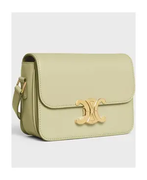 Celine Teen Triomphe Bag In Shiny Calfskin - Green