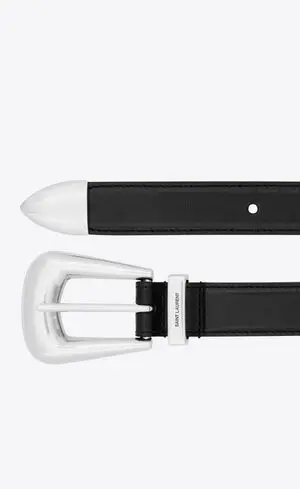 Saint Laurent Folk Buckle Belt In Smooth Leather