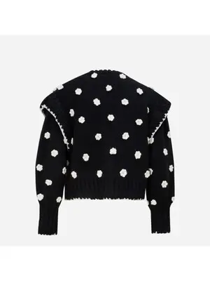 Farm Rio Flower Embellished Ruffled Cardigan