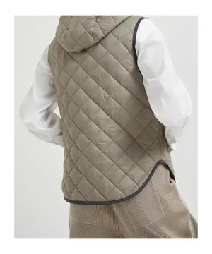 Brunello Cucinelli Quilted Hooded Gilet - Light Brown