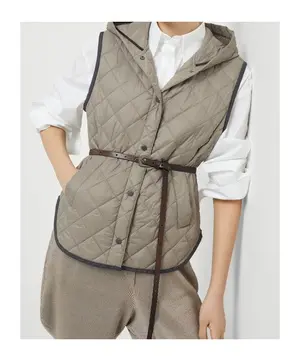 Brunello Cucinelli Quilted Hooded Gilet - Light Brown