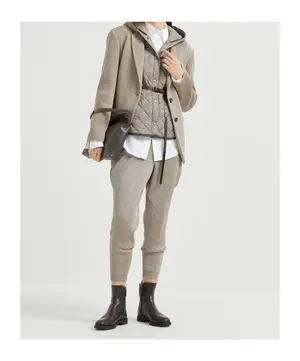 Brunello Cucinelli Quilted Hooded Gilet - Light Brown