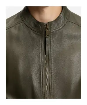 Hugo Boss Grained-leather Jacket In A Slim Fit