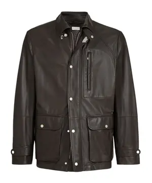 Brunello Cucinelli Calf Leather Jacket With Double Closure