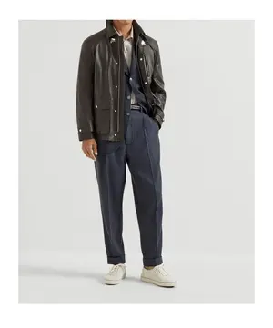 Brunello Cucinelli Calf Leather Jacket With Double Closure