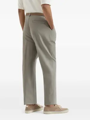 Brunello Cucinelli Cotton And Linen Panama Trousers With Pleat - Gray