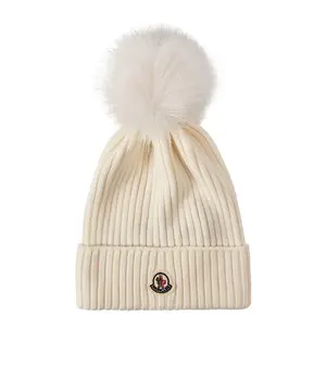 Moncler Ribbed Beanie With Bobble Detail - No