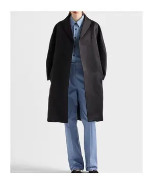 Prada Single-breasted Double Satin Coat - Black