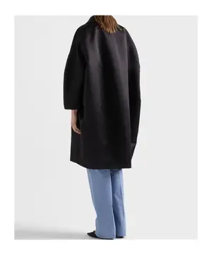 Prada Single-breasted Double Satin Coat - Black
