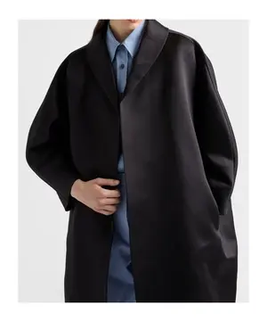 Prada Single-breasted Double Satin Coat - Black