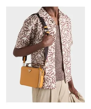 Prada Brique Medium Saffiano Leather Bag