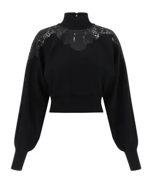 TWINSET Lace-paneled High-neck Jumper - Black