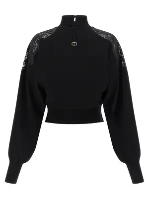 TWINSET Lace-paneled High-neck Jumper