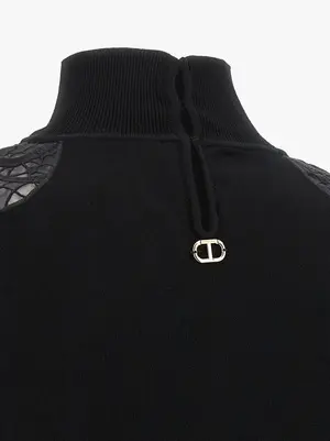 TWINSET Lace-paneled High-neck Jumper