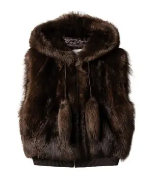Miu Miu Shearling Vest With Tassels - Black