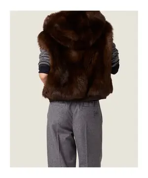 Miu Miu Shearling Vest With Tassels