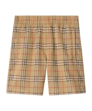 Burberry Checked Elasticated Waistband Jersey Shorts - Sand-colored