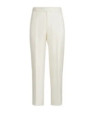 Brunello Cucinelli Pleated Waist-tab Silk Trousers - Off-white