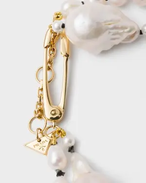 Prada Pearl And Safety Pin Anklet