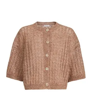 Brunello Cucinelli Cable Knit Openwork Cardigan - Nude