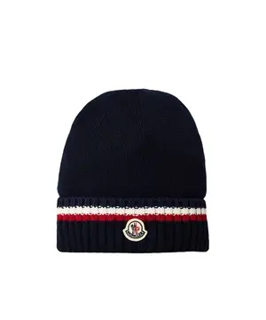 Moncler Simple Striped Hat - Black