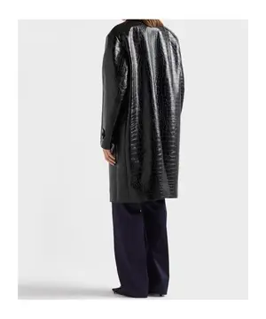 Prada Croco-print Leather Coat