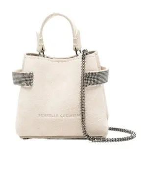 Brunello Cucinelli Brunello Cucinelli Embellished Top-Handle Pouch Nude