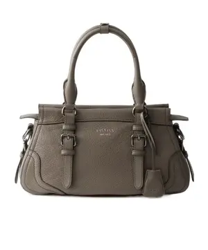 Prada Prada Large Leather Tote Bag Clay Grey