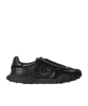 Dolce & Gabbana Allblack Paneled Lowtop Shoes