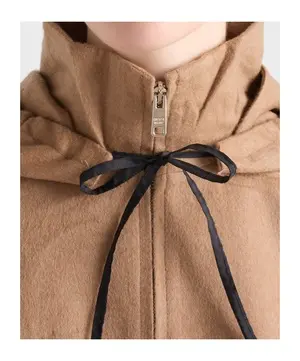 Prada Camel Cashmere Blend Blouson Jacket With Drawstring Hood