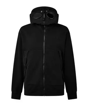 C.P. COMPANY Full-zip Hooded Fleece Sweat Jacket - Black