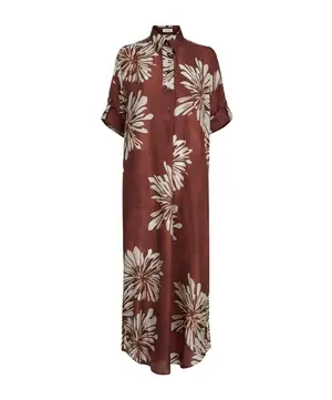 Brunello Cucinelli Bloom-print Monili-detail Maxi Dress