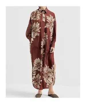 Brunello Cucinelli Bloom-print Monili-detail Maxi Dress