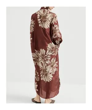 Brunello Cucinelli Bloom-print Monili-detail Maxi Dress