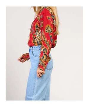 Farm Rio Long Sleeve Lapel Collar Printed Shirt