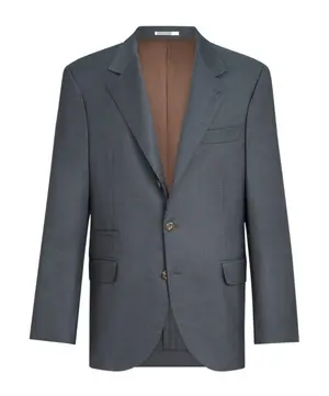 Brunello Cucinelli Super 150s Virgin Wool Four Season Batavia Twill Blazer - Medium Grey