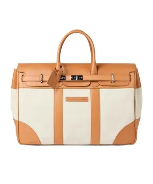 Brunello Cucinelli Leather-trimmed Canvas Holdall - Ivory