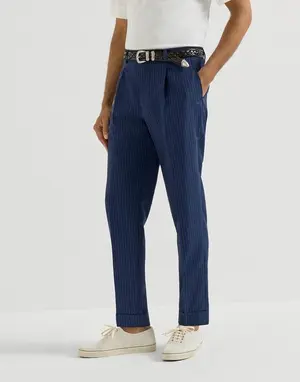 Brunello Cucinelli Pinstripe Trousers - Blue