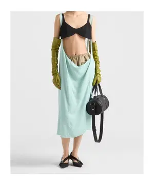 Prada Crepe Skirt With Suspender Straps - Green