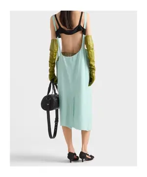 Prada Crepe Skirt With Suspender Straps - Green